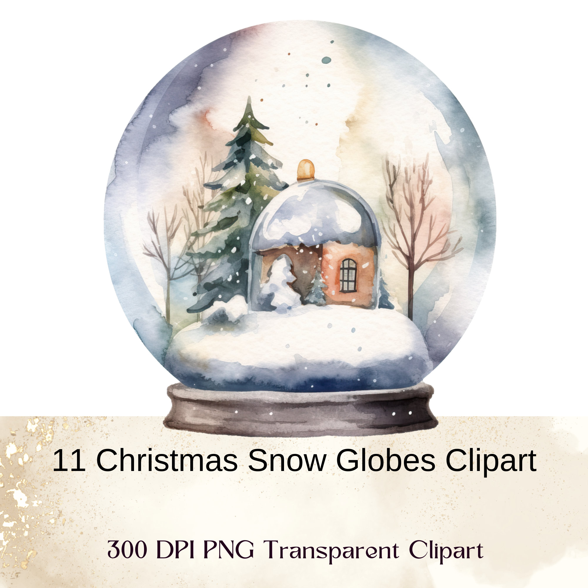 Christmas Snow Globe Clipart, Watercolor Christmas Clipart, Christmas ...