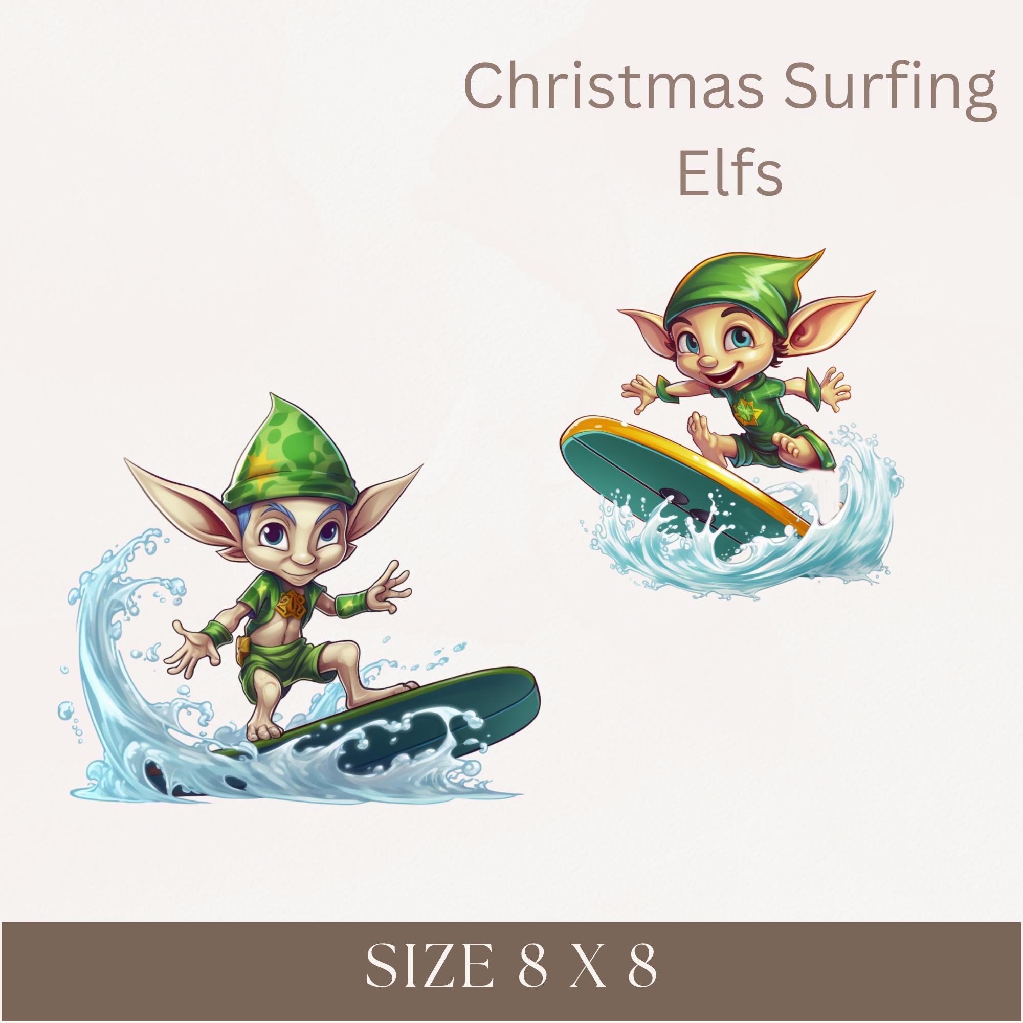Christmas Surfing Elf's, Summer Clipart, Christmas Clipart, Commercial ...