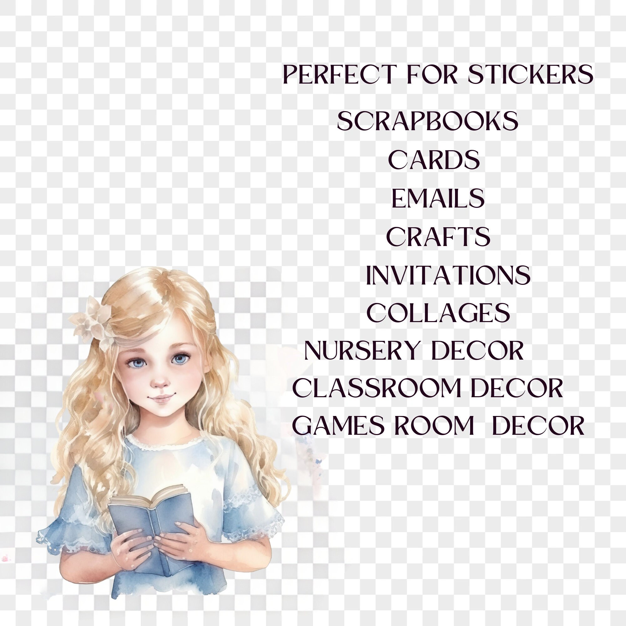 Church Girls Bible Vibes Reading Girl Watercolor Clipart - Etsy