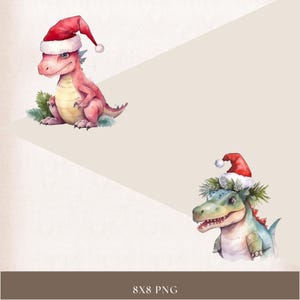 Christmas Dinasaur Clipart, Watercolor Dinosaur Clipart, Watercolor ...