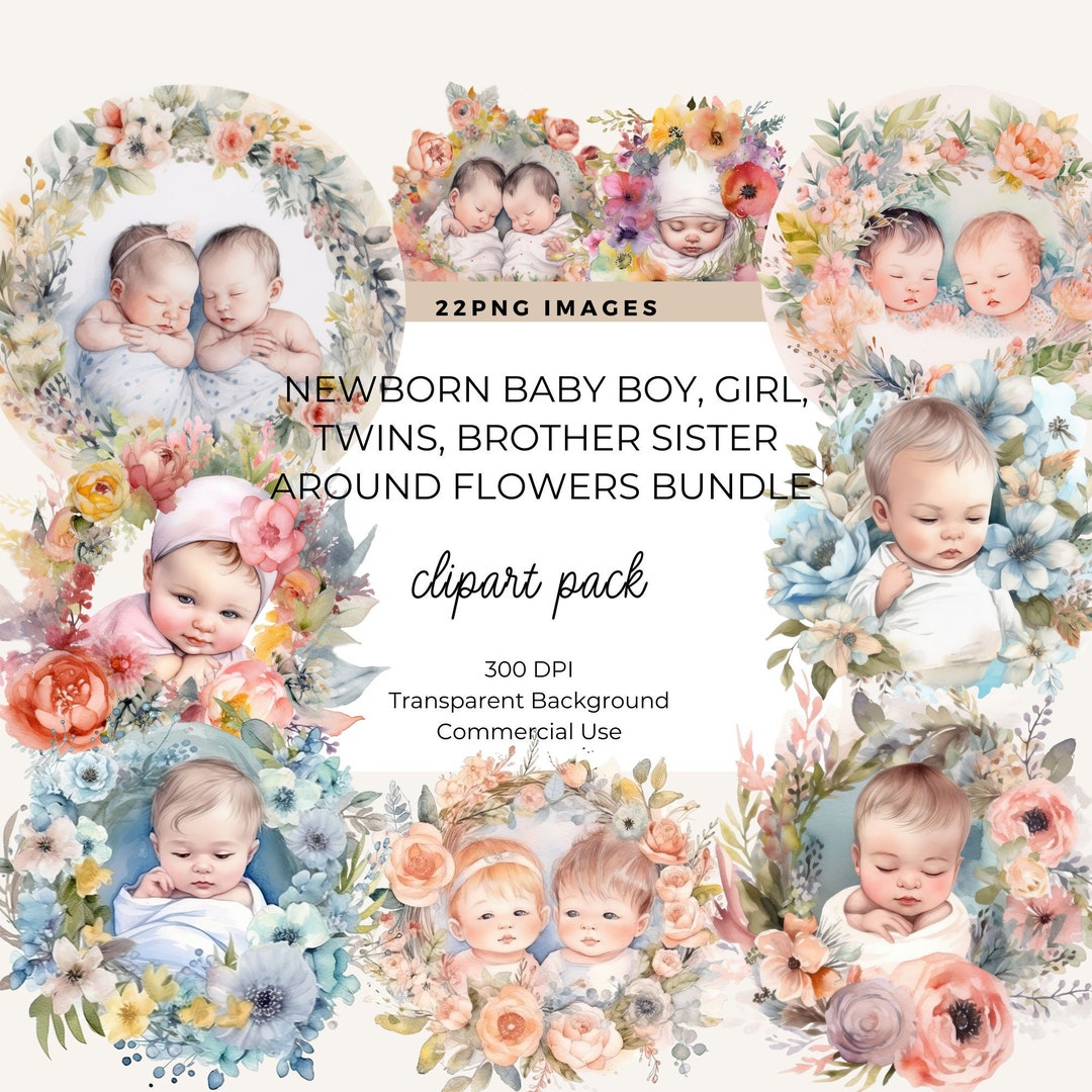 Baby Shower, Gender Reveal, Baby Boy Bundle, Clipart Bundle, Commercial ...