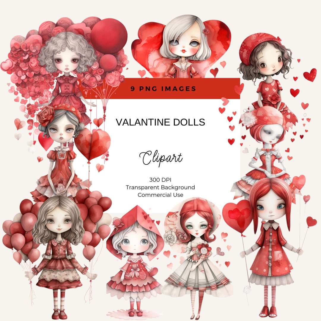 Valentine's Day Girl Clipart Commercial Use Valentines - Etsy