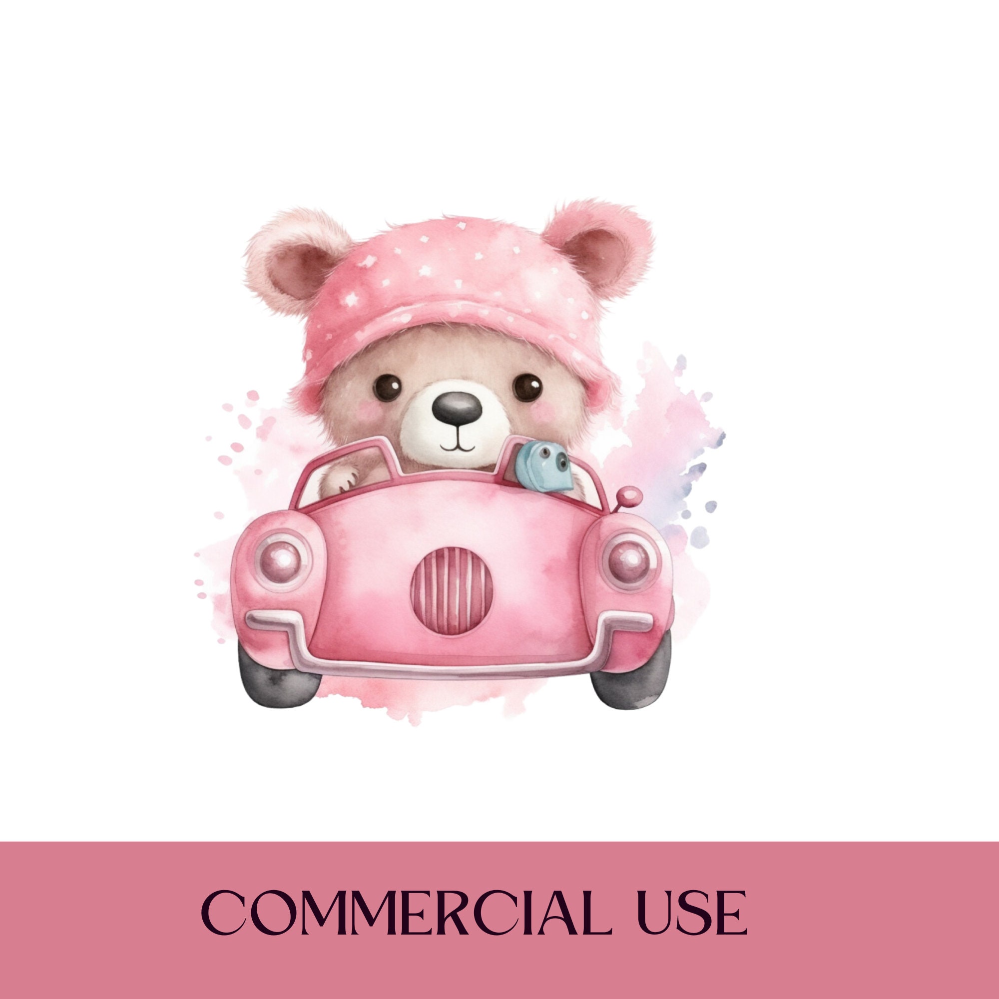 Watercolor Teddy Bear Clipart Teddy Bear Clipart Pink Teddy - Etsy