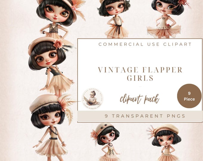 8 1920s Flapper Fashion, Clip Art, Printable Clipart, Jpg, Digital ...
