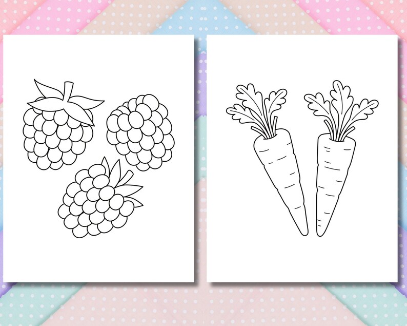 15 Fruits and Vegetables Coloring Pages for Kids Activity - Etsy