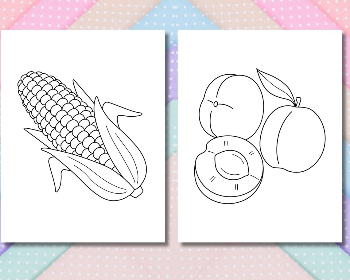 15 Fruits and Vegetables Coloring Pages for Kids Activity - Etsy