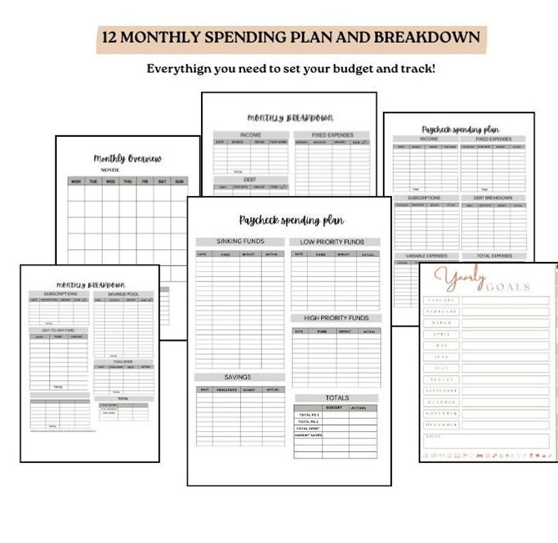 Printable Budget Planner, Savings Challenges, Spending Plan (digital ...