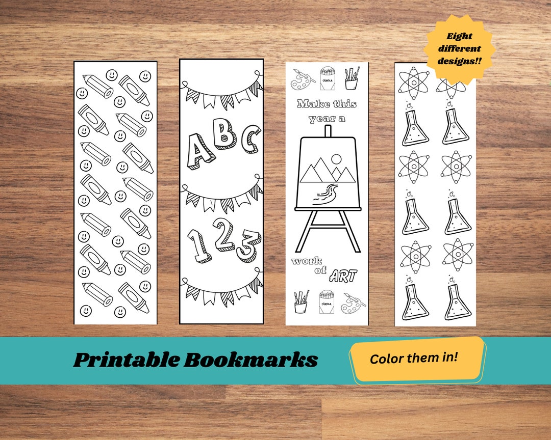 Back to School Coloring Bookmarks for Kids (set of 8) Students Activity ...