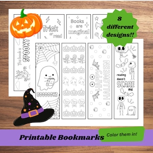 Halloween Coloring Bookmarks Printable (set of 8) - Etsy