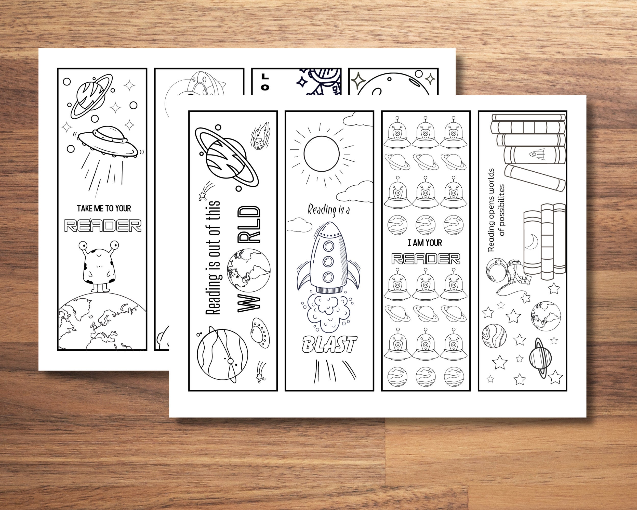 Space Coloring Bookmarks Printable (set of 8) - Etsy