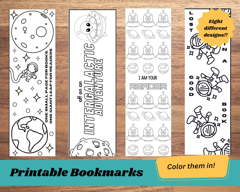 Space Coloring Bookmarks Printable (set of 8) - Etsy