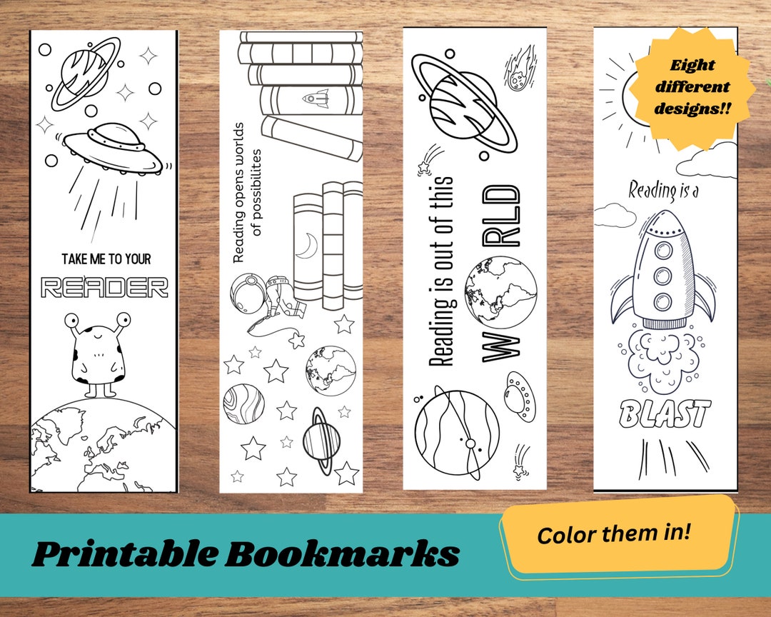 Space Coloring Bookmarks Printable (set of 8) - Etsy