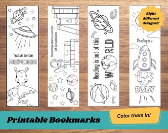 Set of 6 Coloring Outer Space and Astronaut Themed Bookmarks - Etsy