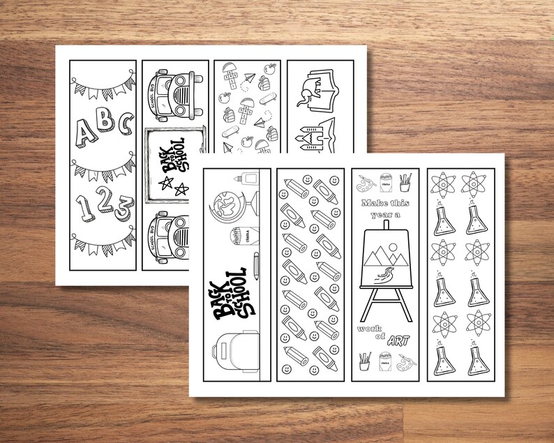 Back to School Coloring Bookmarks for Kids (set of 8) Students Activity ...