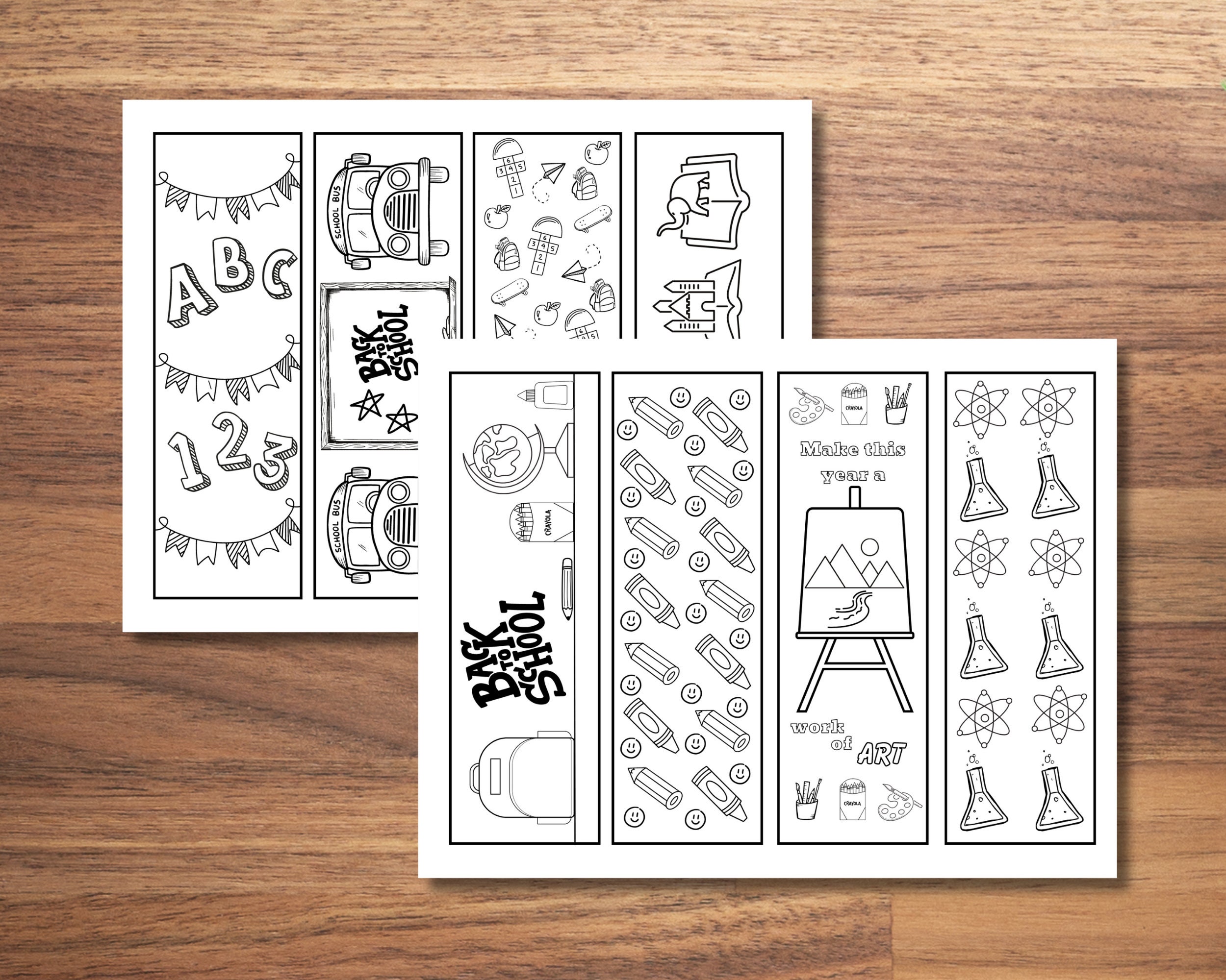 Back to School Coloring Bookmarks for Kids (set of 8) Students Activity ...