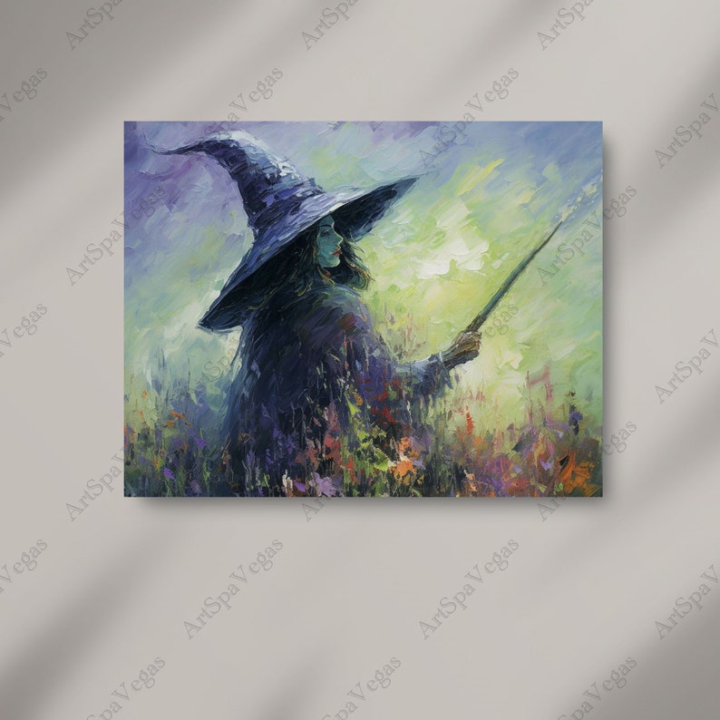 Wiccan Whimsy Witch Canvas Art Print: Halloween Wall Decor - Etsy
