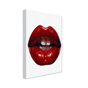 Red Lips Canvas Art Print, Red Lips on White Canvas, Red Lip Art, Lips ...