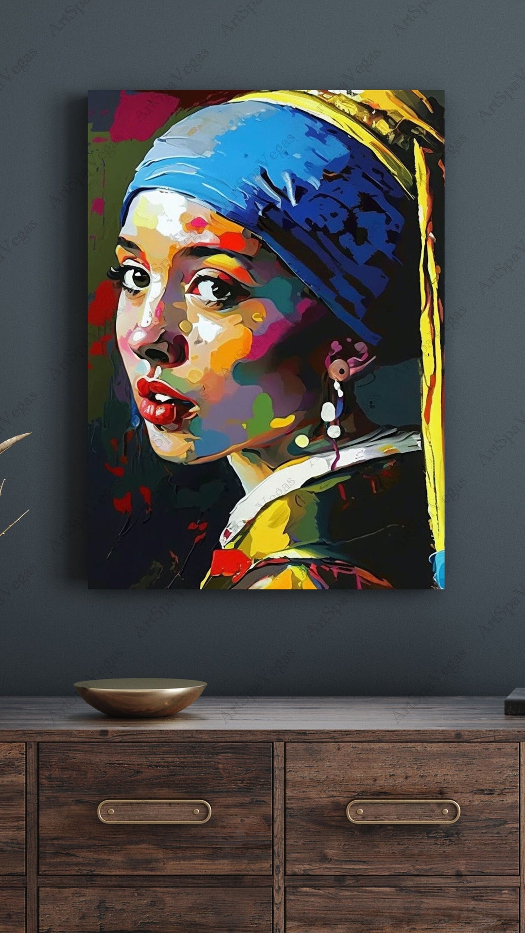 Girl With the Pearl Earring Pop Art Thick Gallery Wrap Canvas Print ...