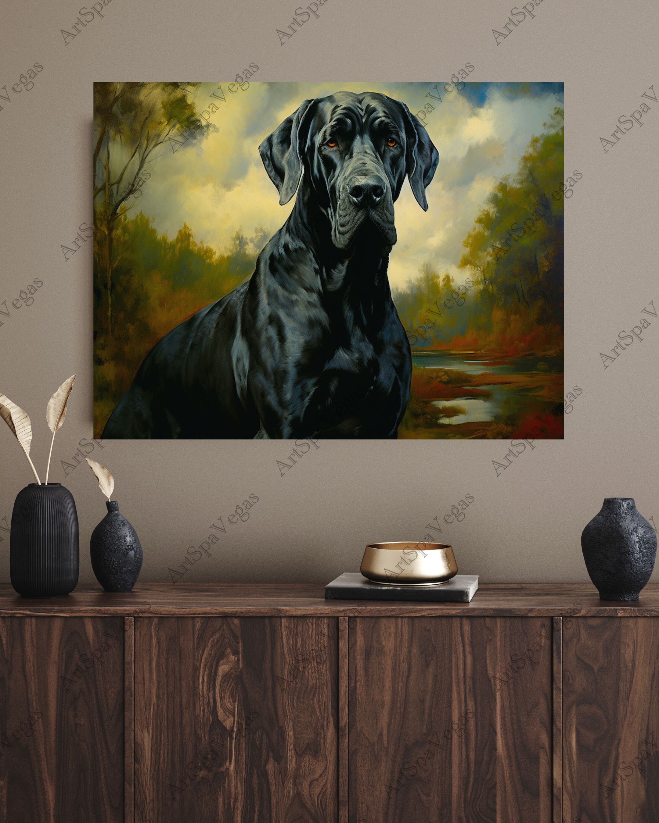Canvas "black Bliss" Gallery Wrap Thick Canvas Art Print, Great Dane ...
