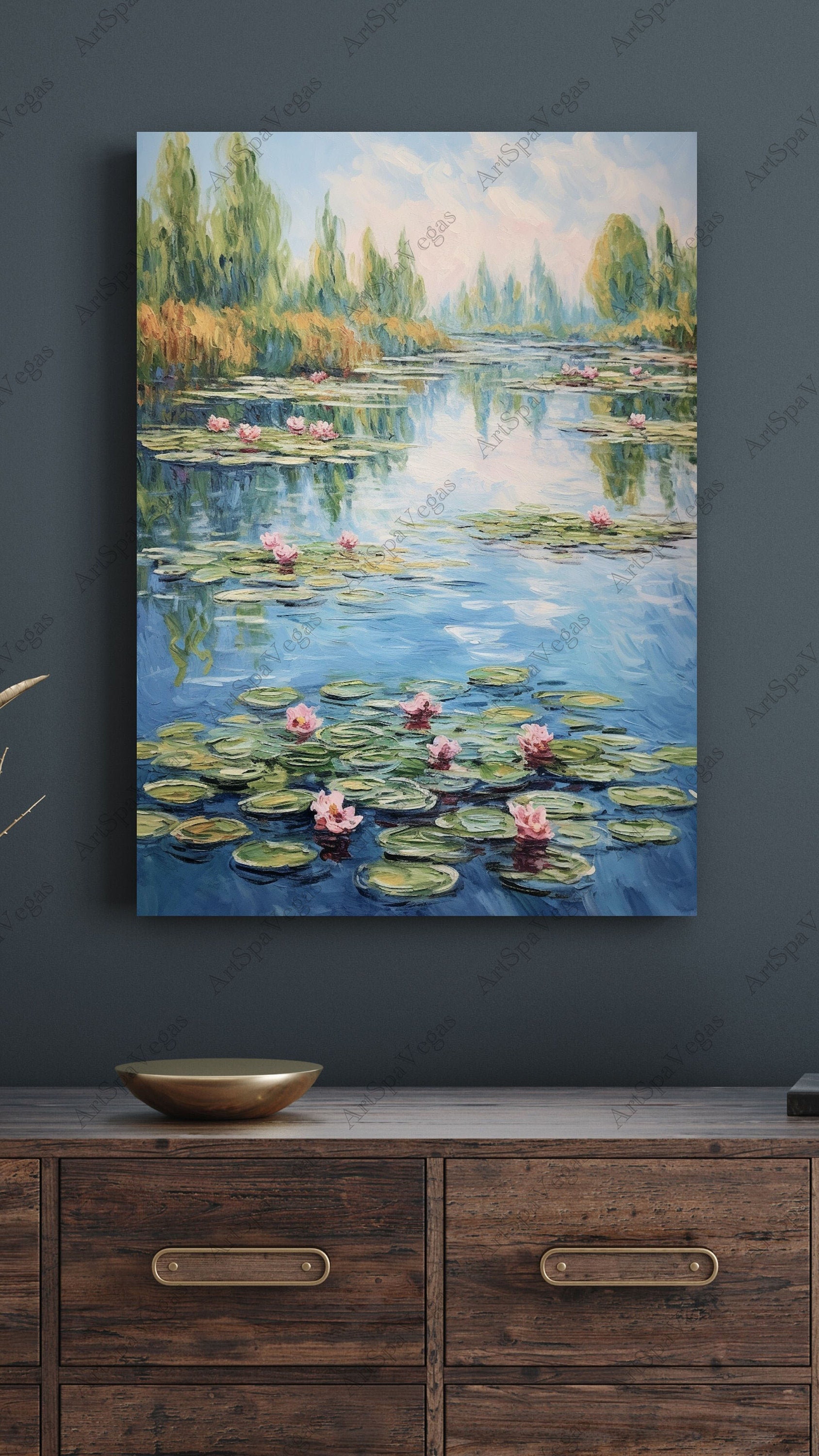 Canvas "pond's Poem" Gallery Wrap Thick Canvas Art Print, Painting of ...