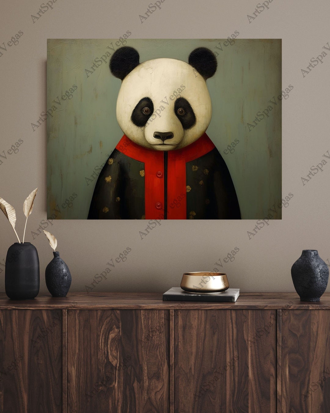 Panda Portrait Gallery Wrap Thick Canvas Art Print, Panda Painting ...