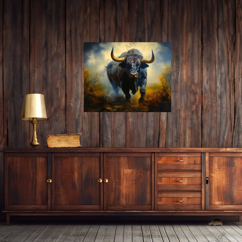 Canvas "bullish Burst" Gallery Wrap Thick Canvas Art Print, Bull ...