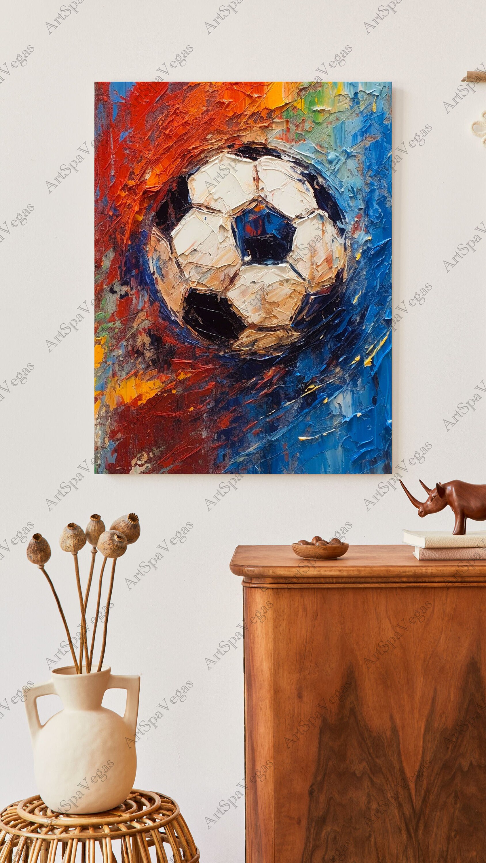 Abstract Soccer Ball Oil Painting: Sports Art Canvas Print - Etsy