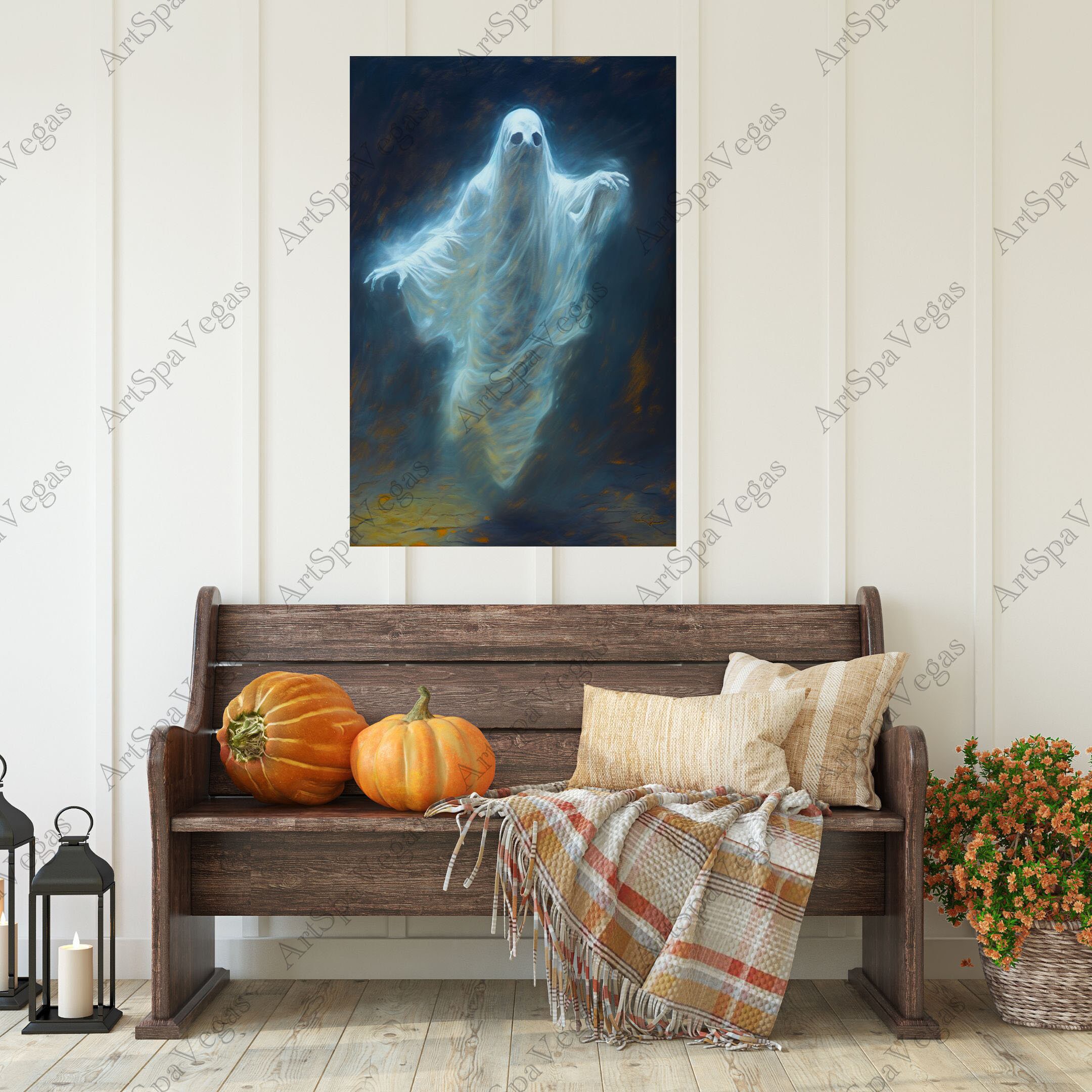 Ghost Canvas Art Print, "the Phantom Reveal", Spooky Halloween Wall ...