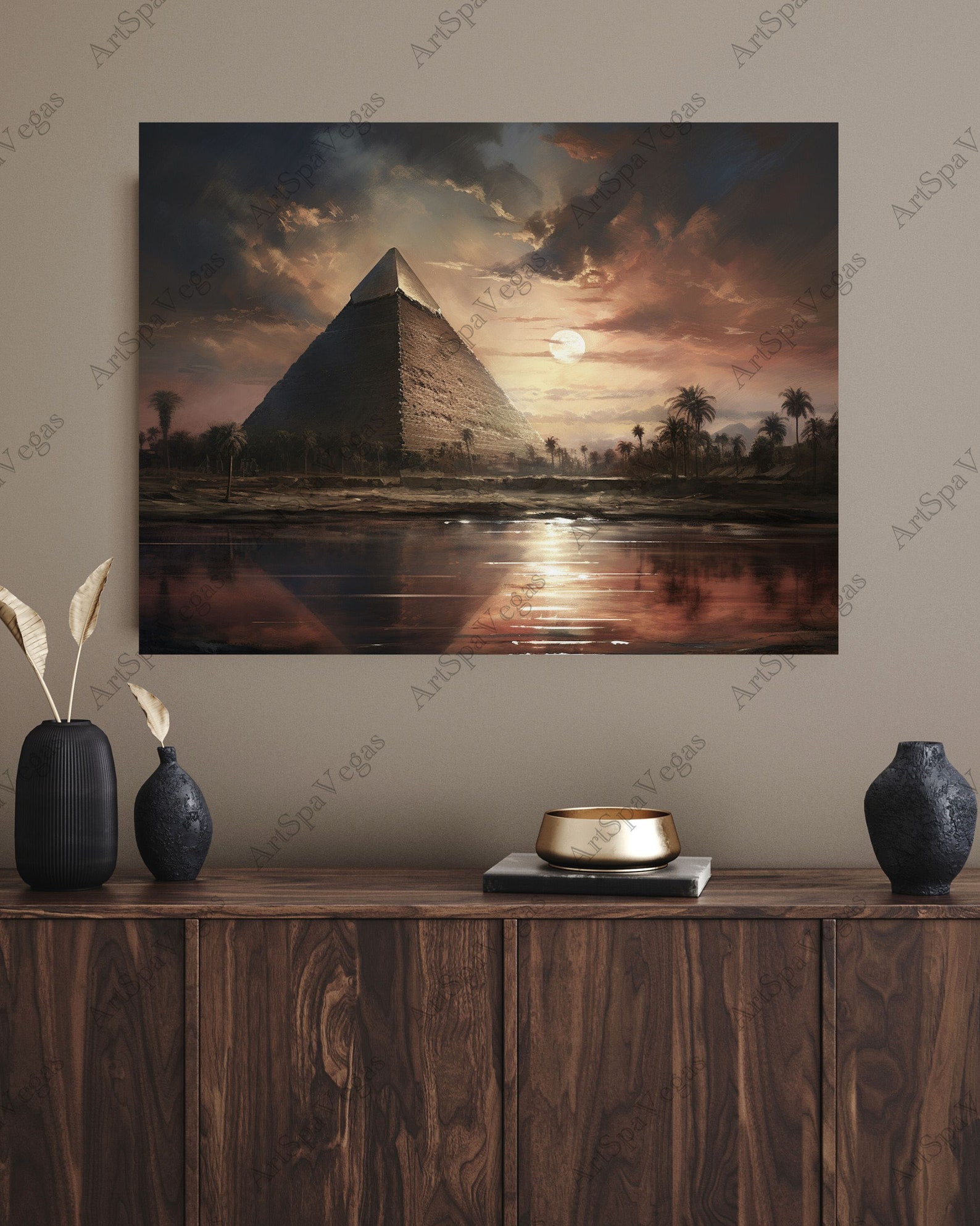 Canvas "imagined Oasis" Gallery Wrap Thick Canvas Art Print, Pyramid ...