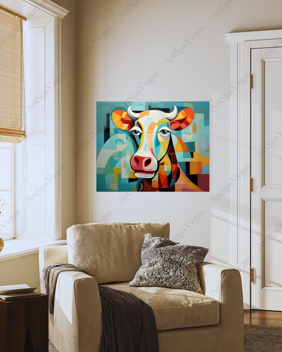 Abstract Cow Painting: "riddles in the Eyes" Gallery Wrap Canvas Art ...