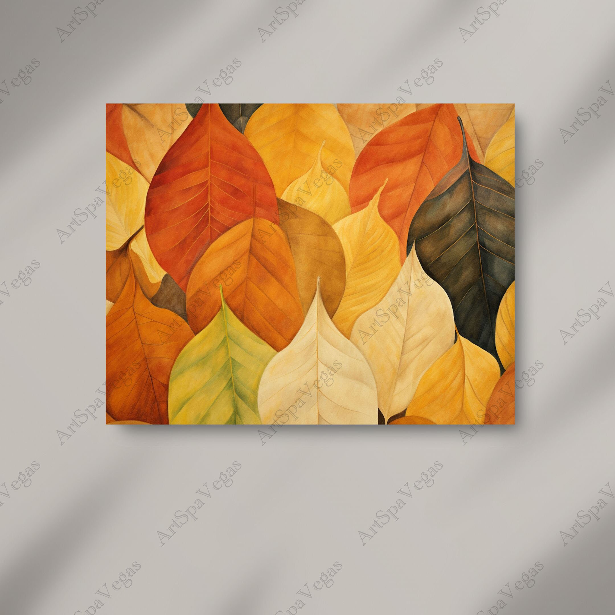 Canvas leaf Cascade Horizontal Gallery Wrap Thick Canvas Art Print, Fall Leaves Painting Print ...