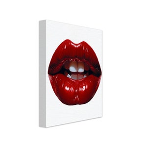 Red Lips Canvas Art Print, Red Lips on White Canvas, Red Lip Art, Lips ...