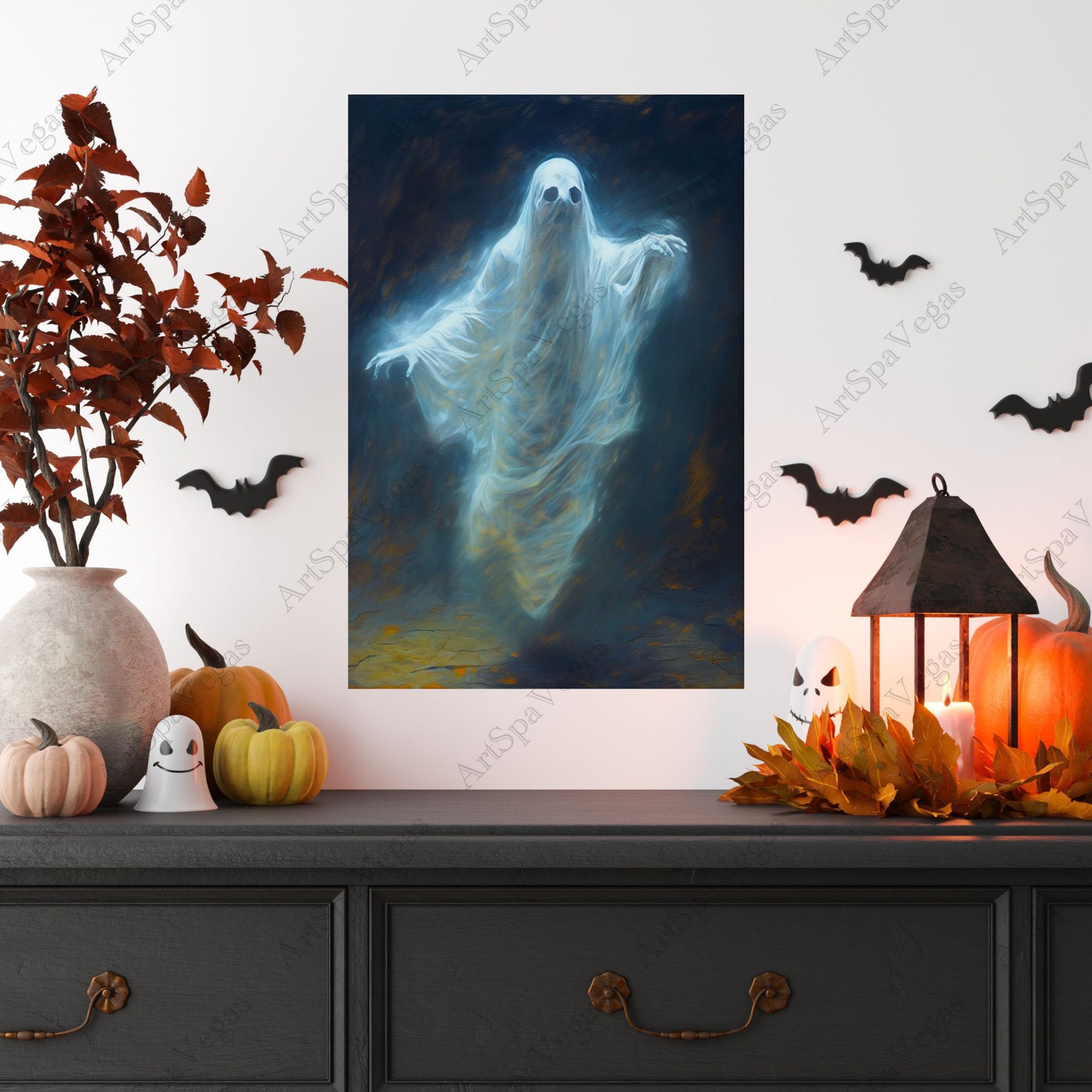Ghost Canvas Art Print, "the Phantom Reveal", Spooky Halloween Wall ...