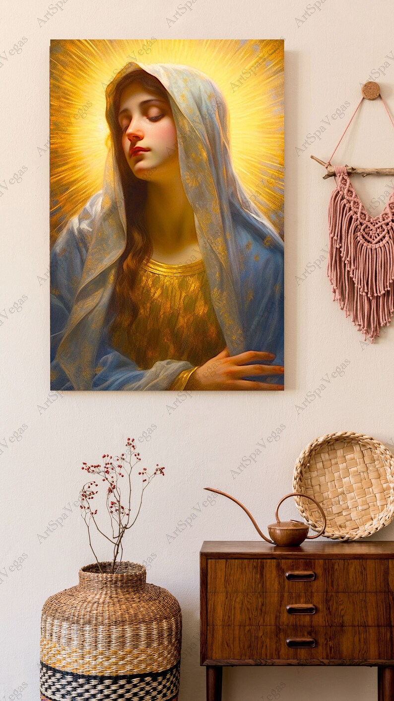 Virgin Mary Canvas Art Print: Mother of Compassion, Religious Oil ...