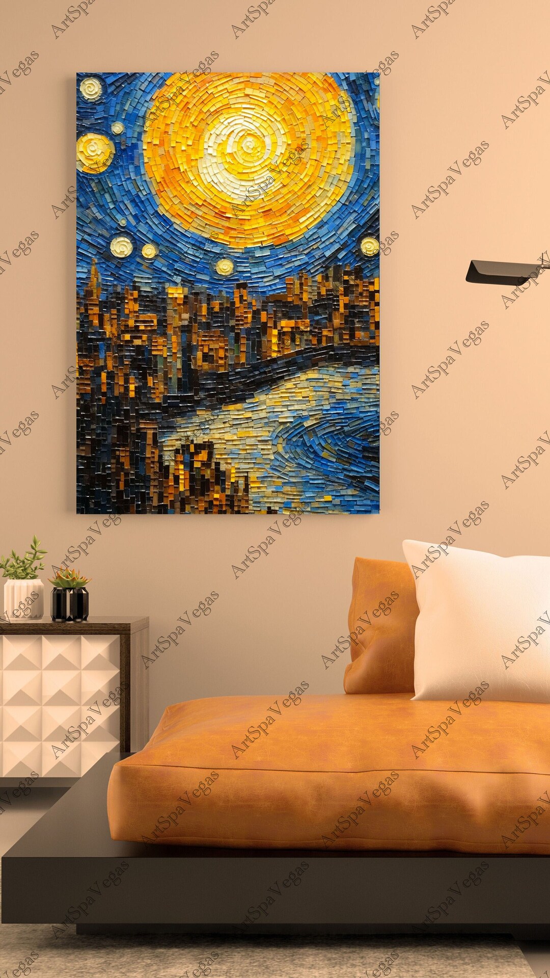 Starry Night Over Water -gallery Wrap Thick Canvas Art Print, Van Gogh ...