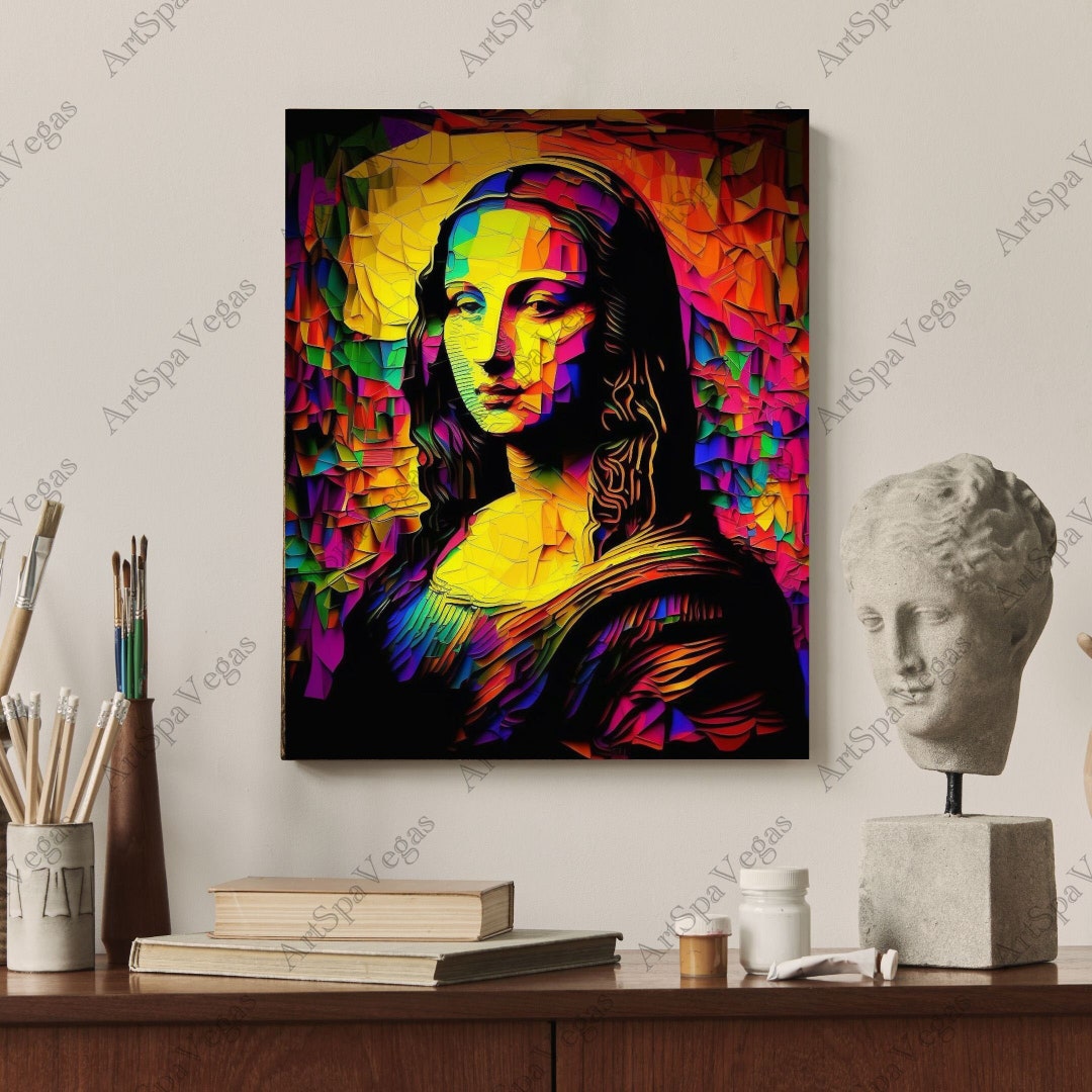 Mona Lisa Pop Art Thick Gallery Canvas Art Print, Leonardo Da Vinci ...