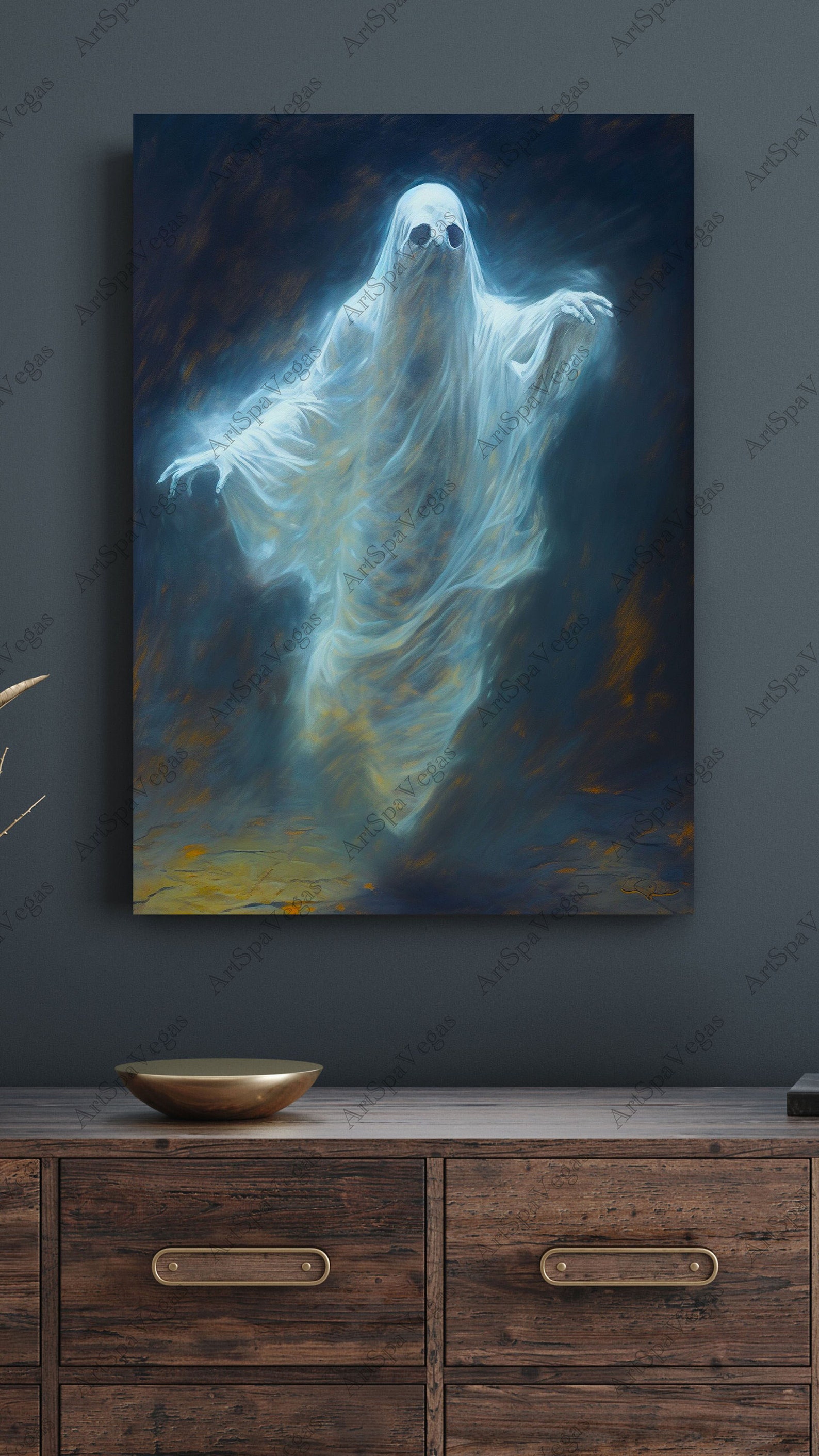 Ghost Canvas Art Print, "the Phantom Reveal", Spooky Halloween Wall ...