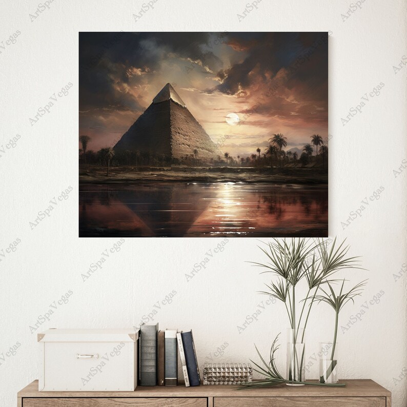 Egyptian Pyramid Art, Imagined Oasis, Gallery Wrap Canvas Print - Etsy