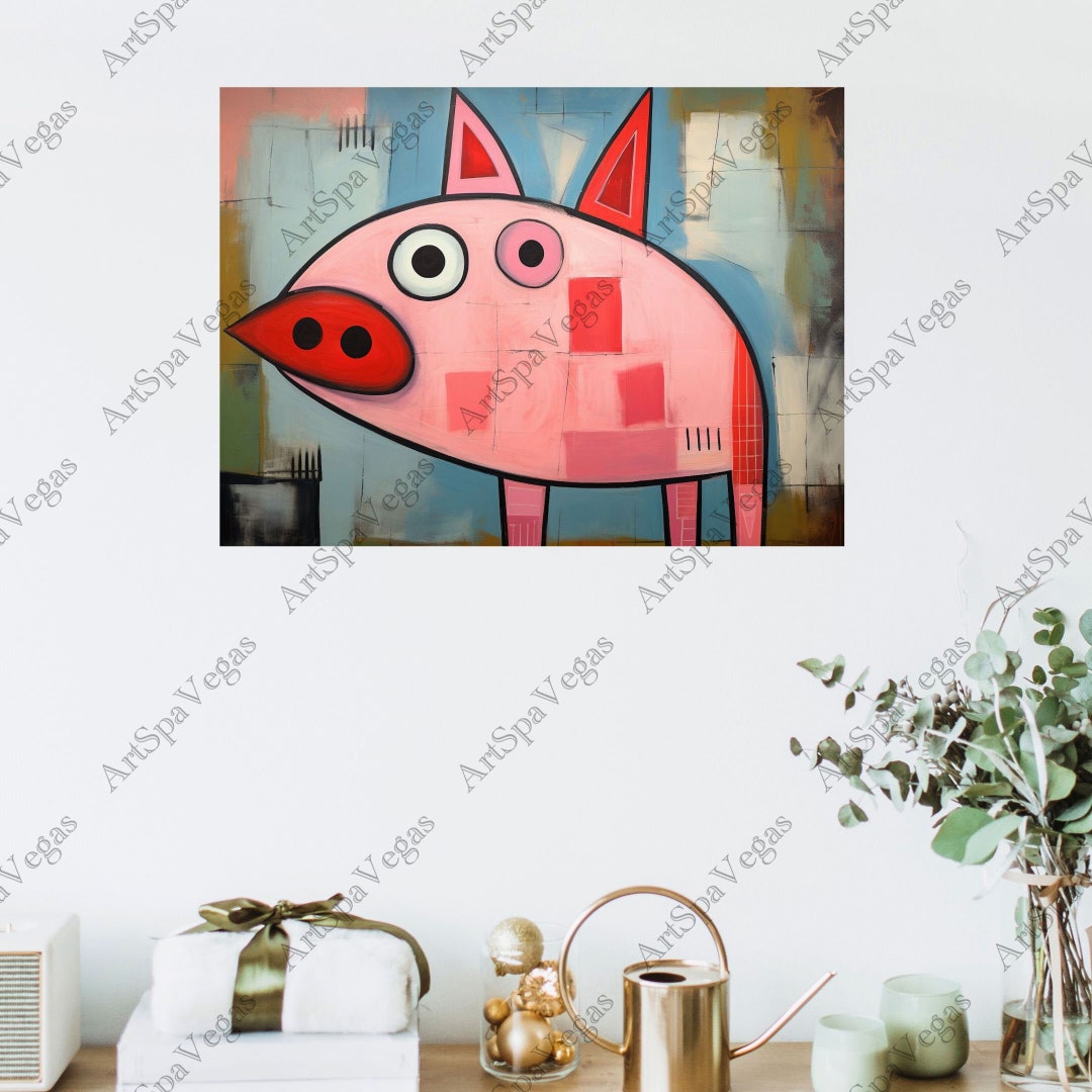 Picasso Pig Art Print: Abstract Animal Gallery Wrap Canvas - Etsy