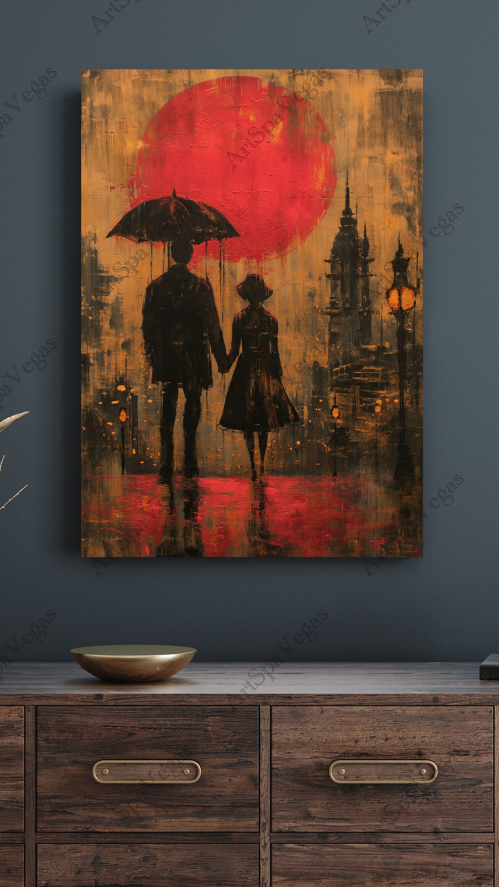 Passion's Promenade Gallery Wrap Thick Canvas Art Painting Print, Romantic Art Print, Couple ...