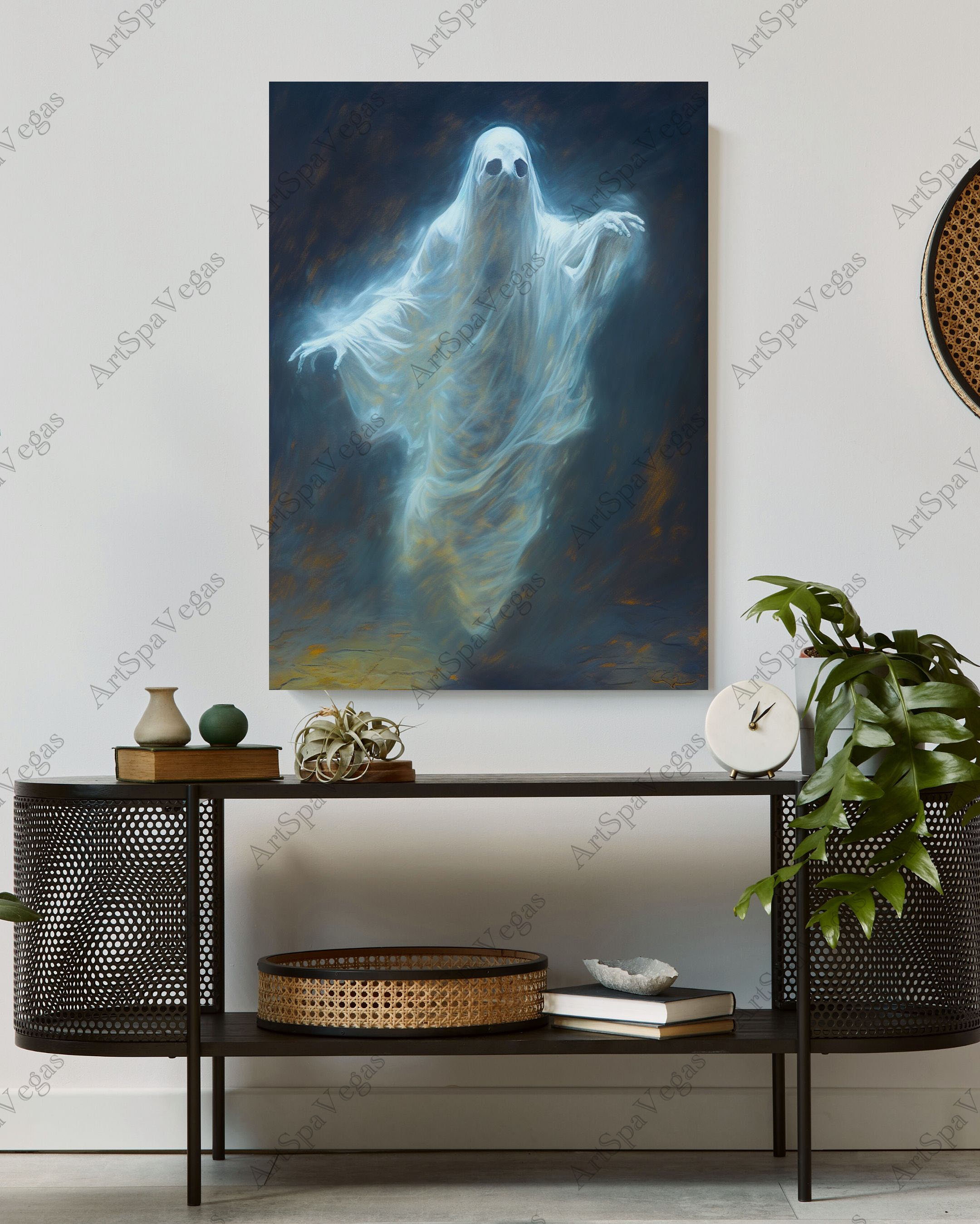 Ghost Canvas Art Print, "the Phantom Reveal", Spooky Halloween Wall ...
