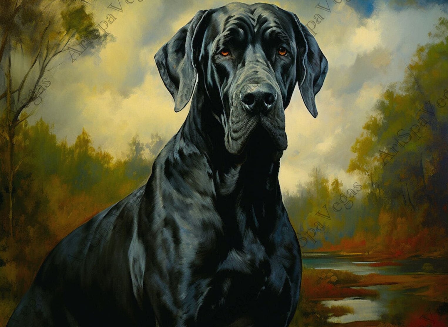 Canvas "black Bliss" Gallery Wrap Thick Canvas Art Print, Great Dane ...