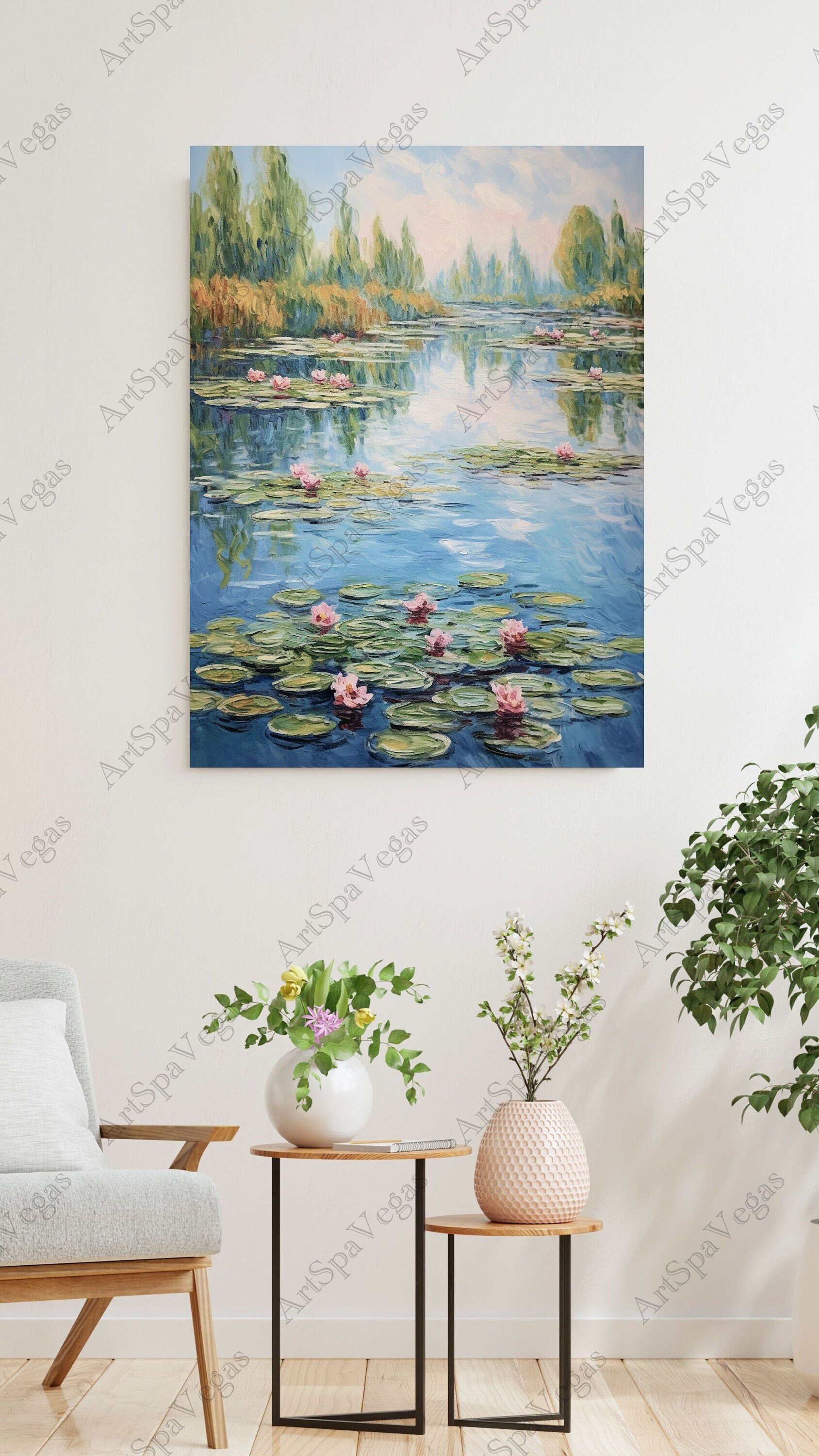 Lilly Pad Pond Canvas Print, Impressionist Wall Art - Etsy