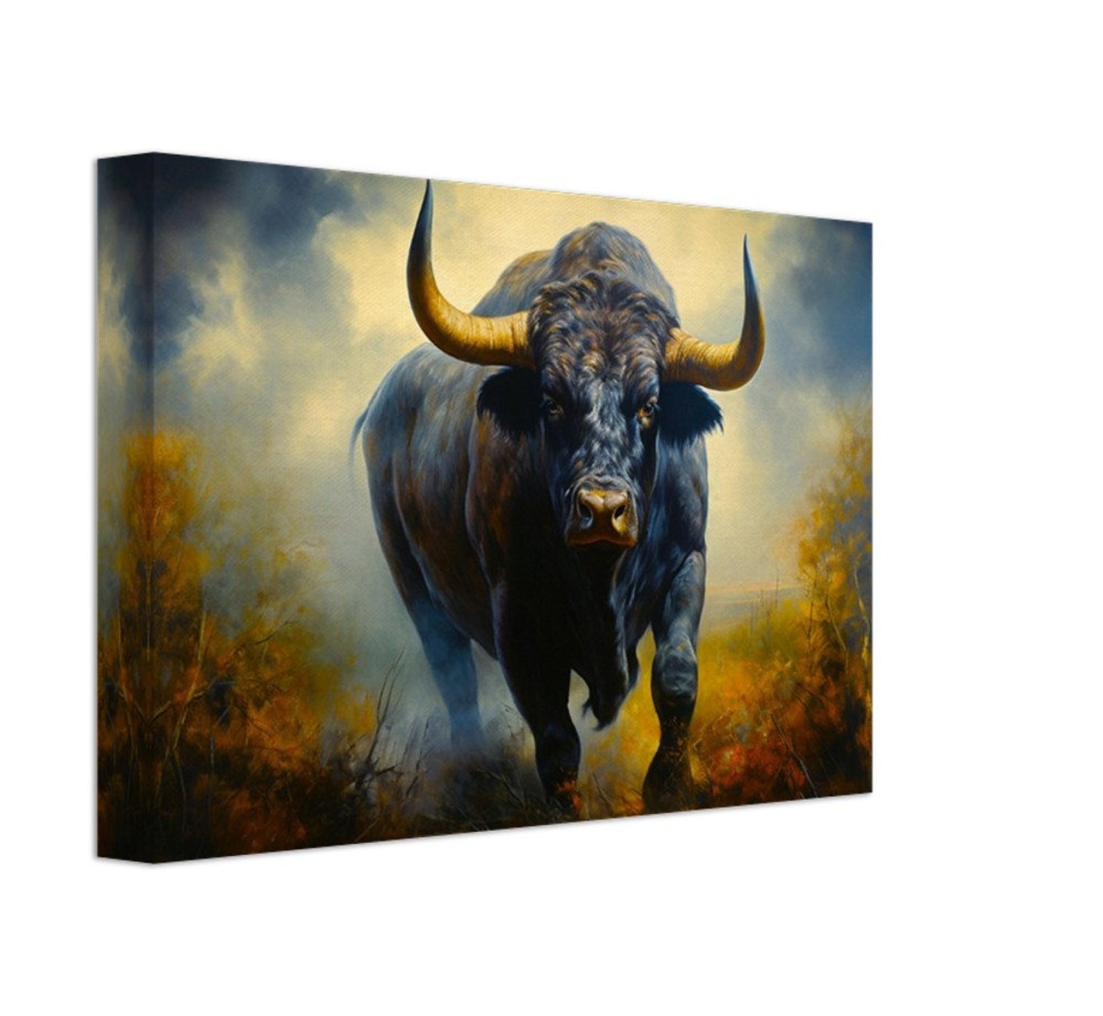 Canvas "bullish Burst" Gallery Wrap Thick Canvas Art Print, Bull ...
