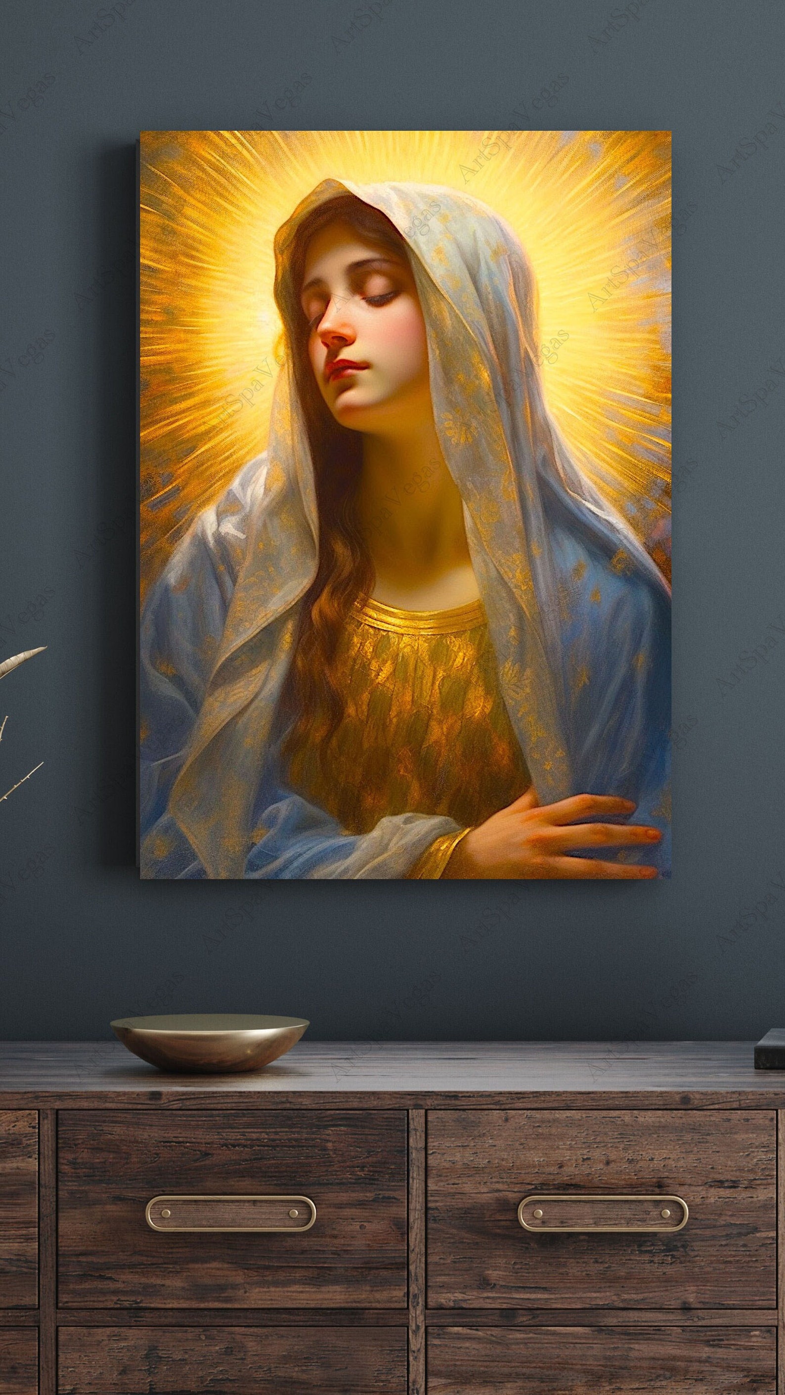 Virgin Mary Canvas Art Print: Mother of Compassion, Religious Oil ...