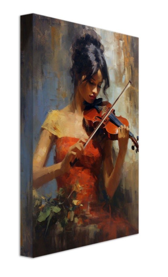 Virtuoso Vision - Canvas Art - Woman Playing Violin, Music Art, Violin ...