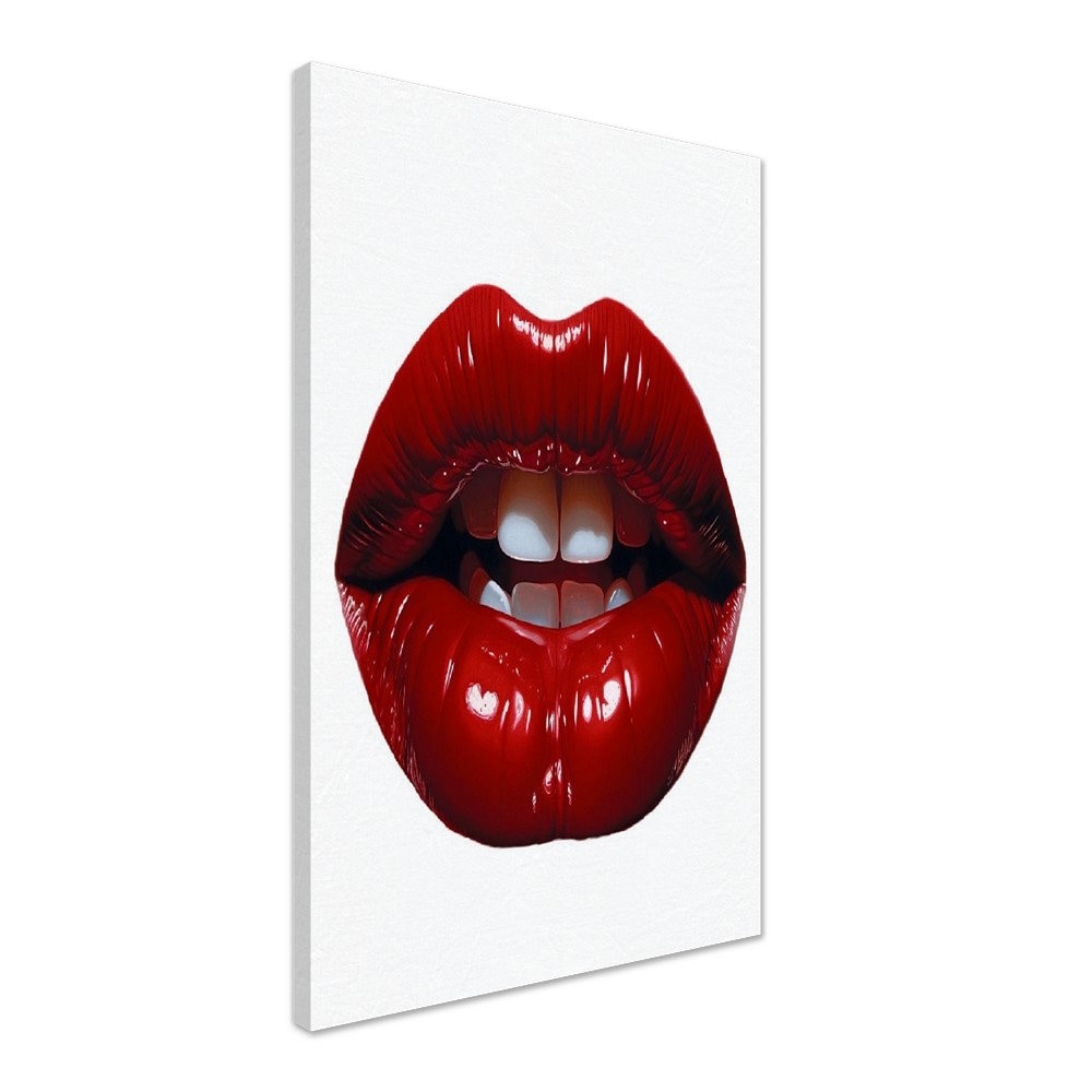 Red Lips Canvas Art Print, Red Lips on White Canvas, Red Lip Art, Lips ...