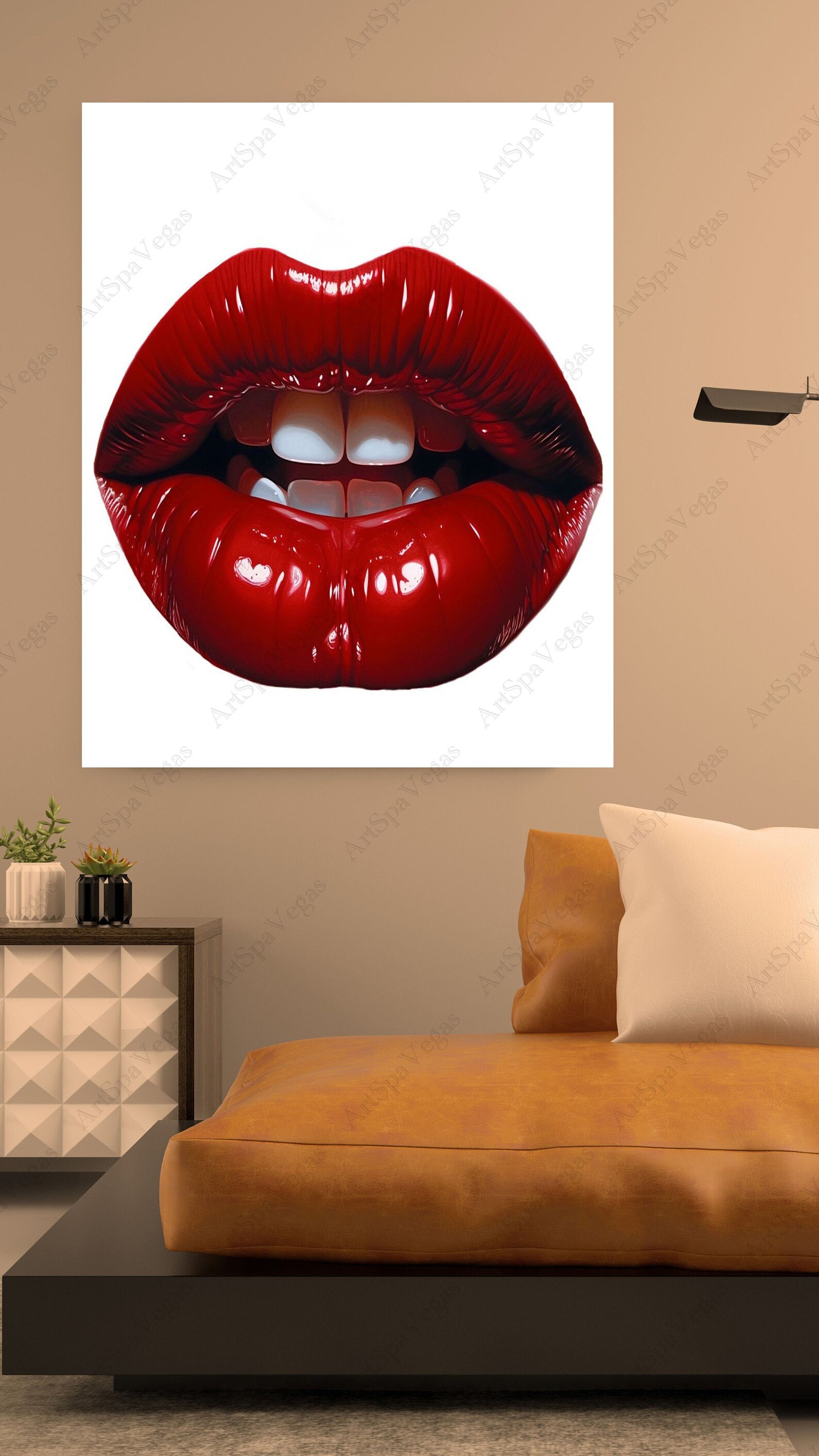 Red Lips Canvas Art Print, Red Lips on White Canvas, Red Lip Art, Lips ...