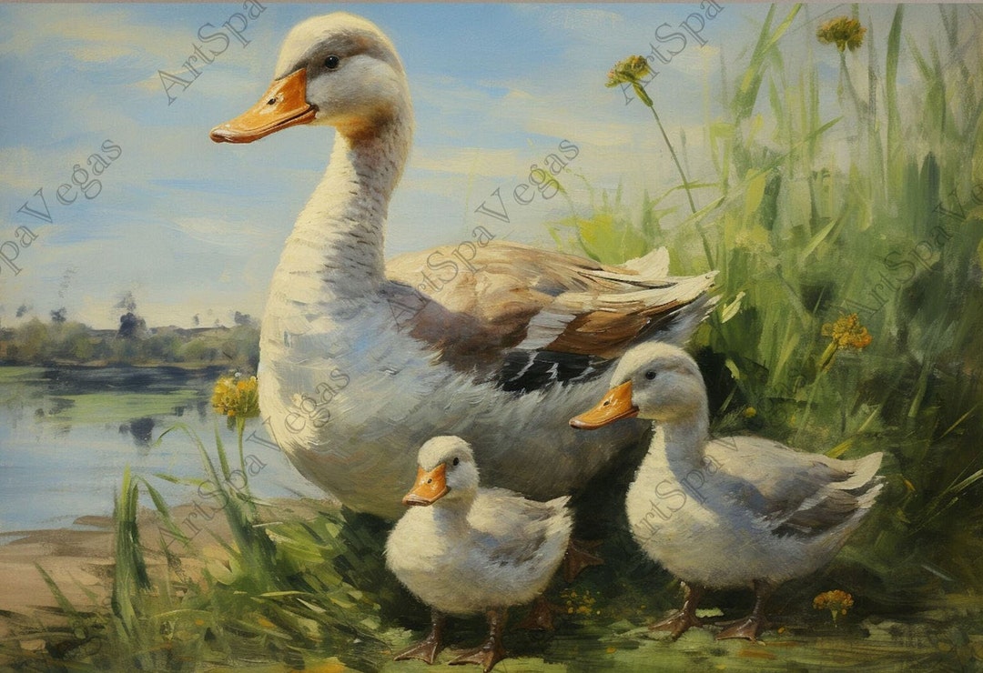 Canvas "quaint Quackers" Gallery Wrap Thick Canvas Art Print, Ducks ...