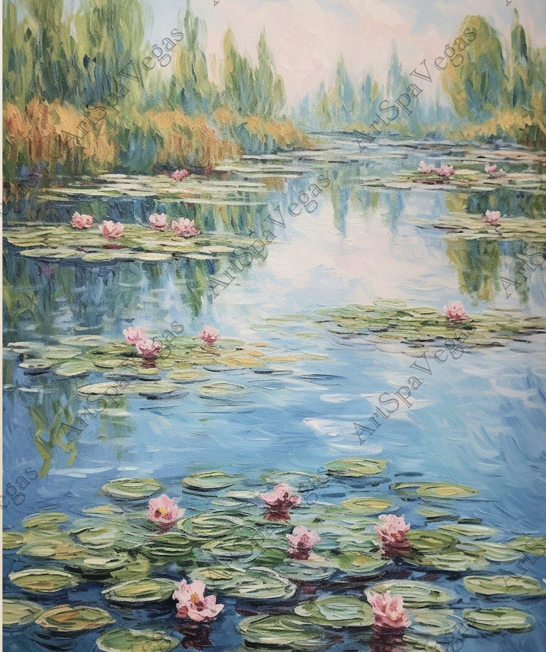 Canvas "pond's Poem" Gallery Wrap Thick Canvas Art Print, Painting of ...